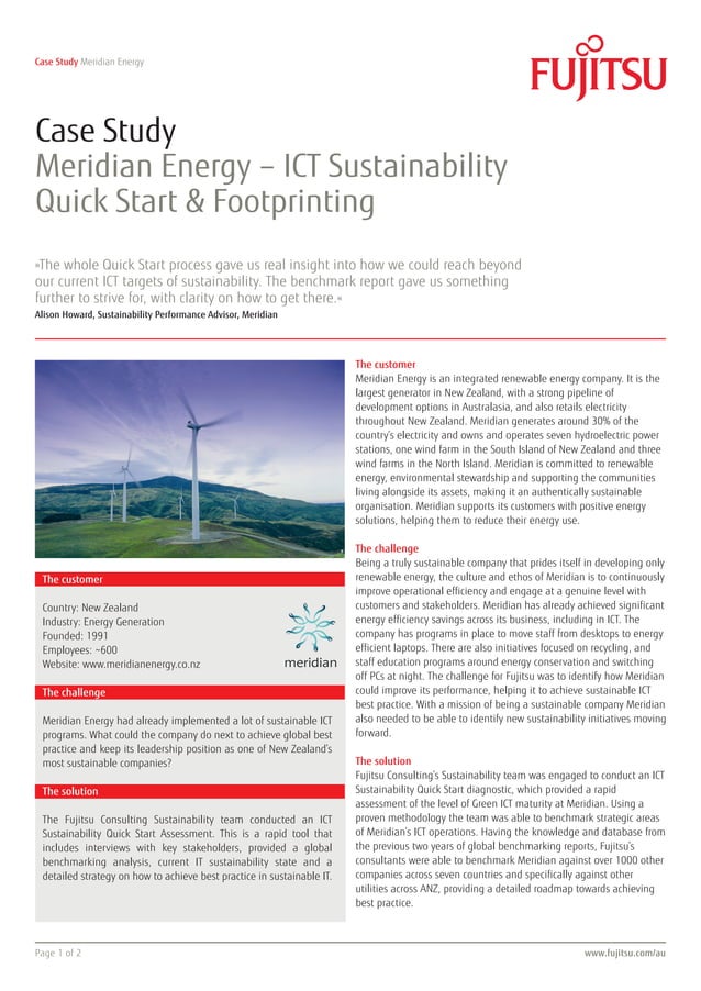 Meridian Energy Sustainability Case Study - | PDF