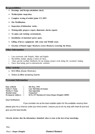 Sumeet Kumar Resume | DOCX