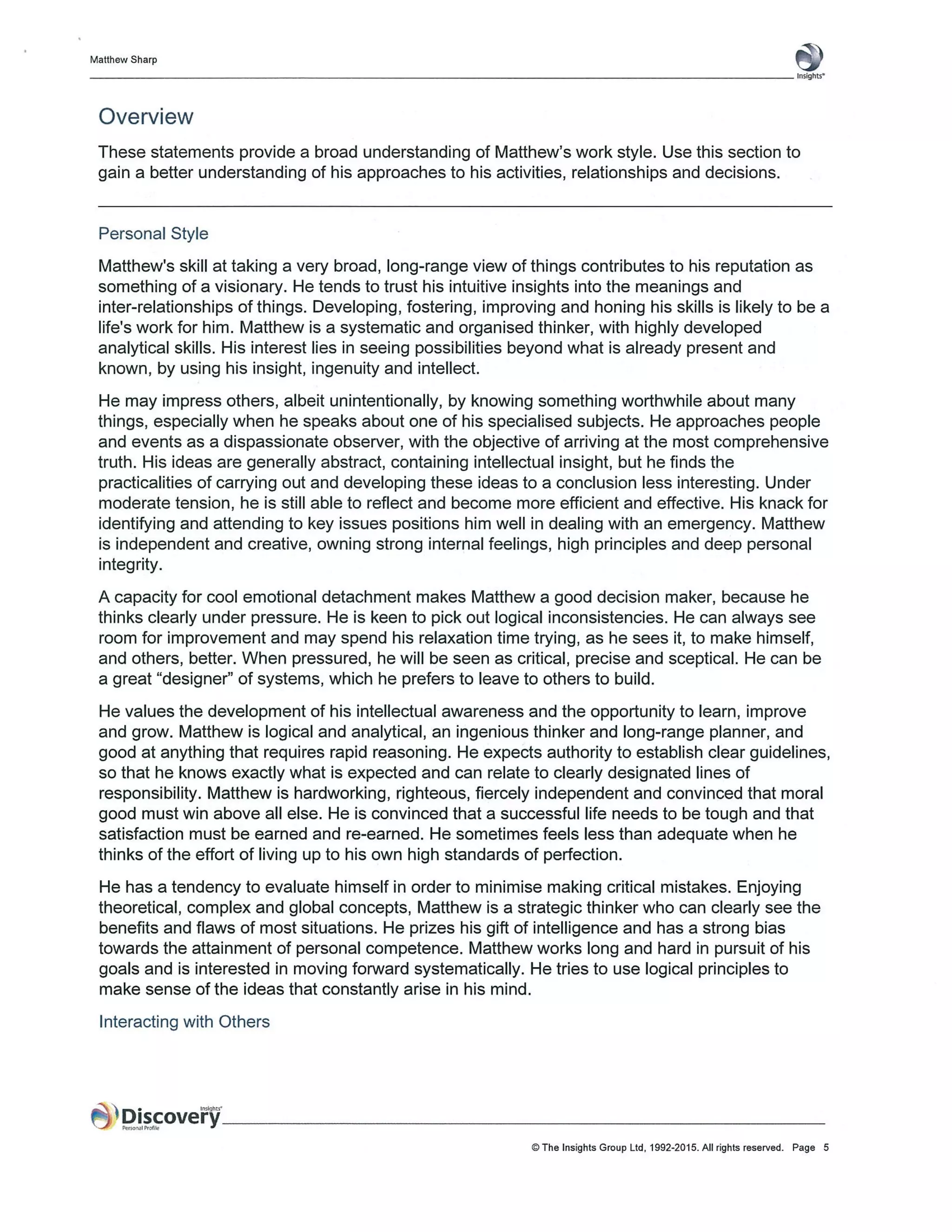 Insights Discovery - Personal Profile | PDF