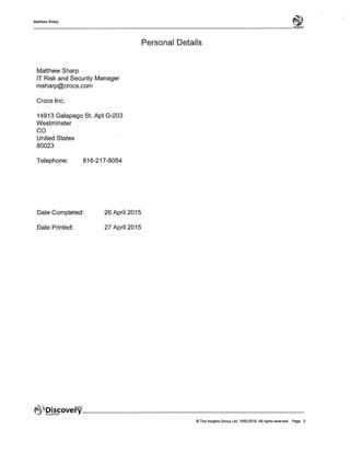 Insights Discovery - Personal Profile | PDF