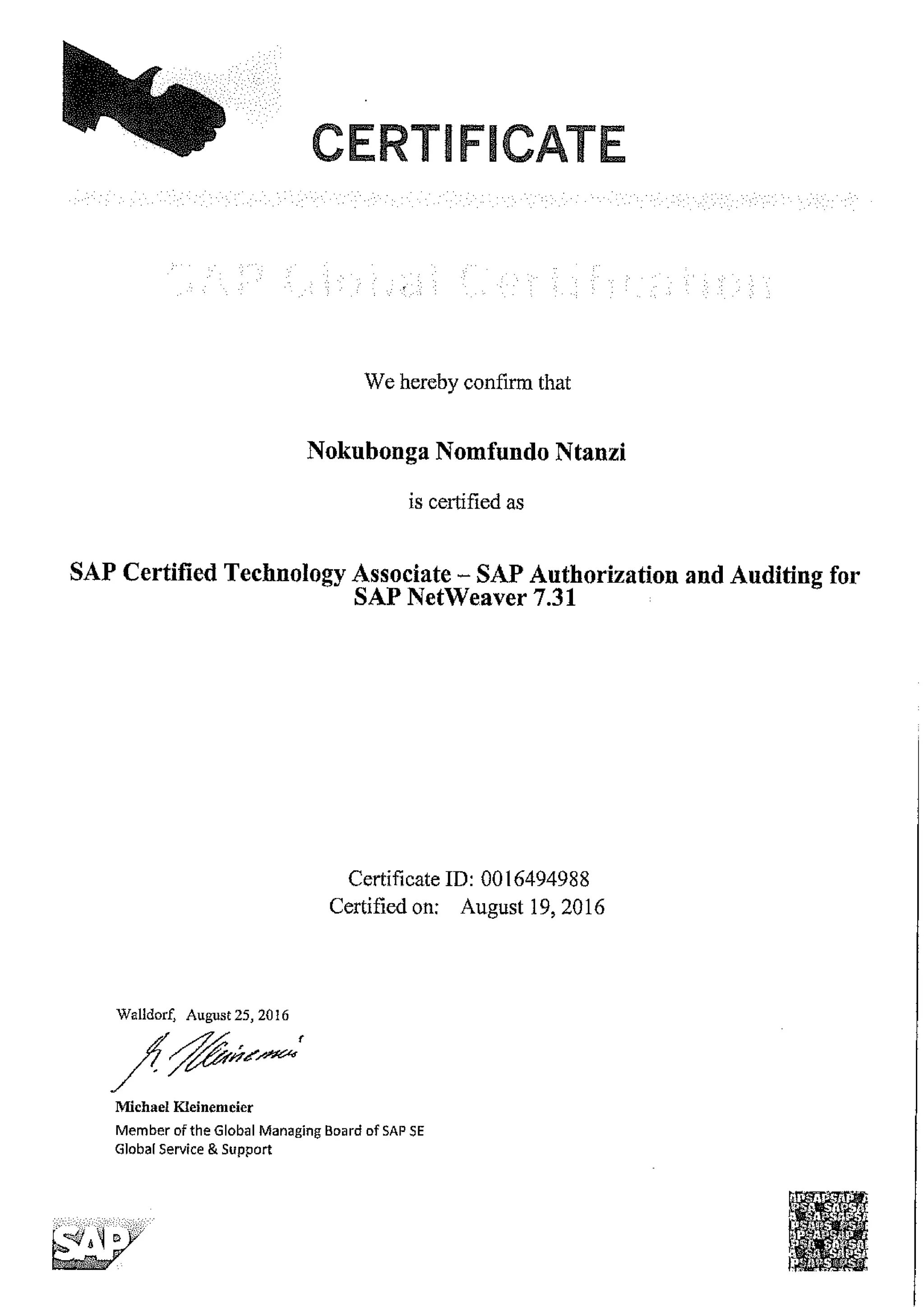 SAP AUTH CERT | PDF | Computing | Technology & Computing