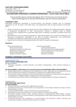 CV - Capt K Gopakumar | PDF