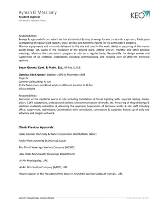 Ayman El Messlamy CV, RE-Updated 4-10-15 | DOC | Civil Engineering ...