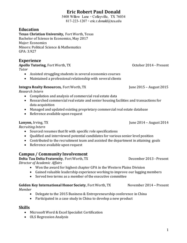 Eric Donald's Resume | DOCX