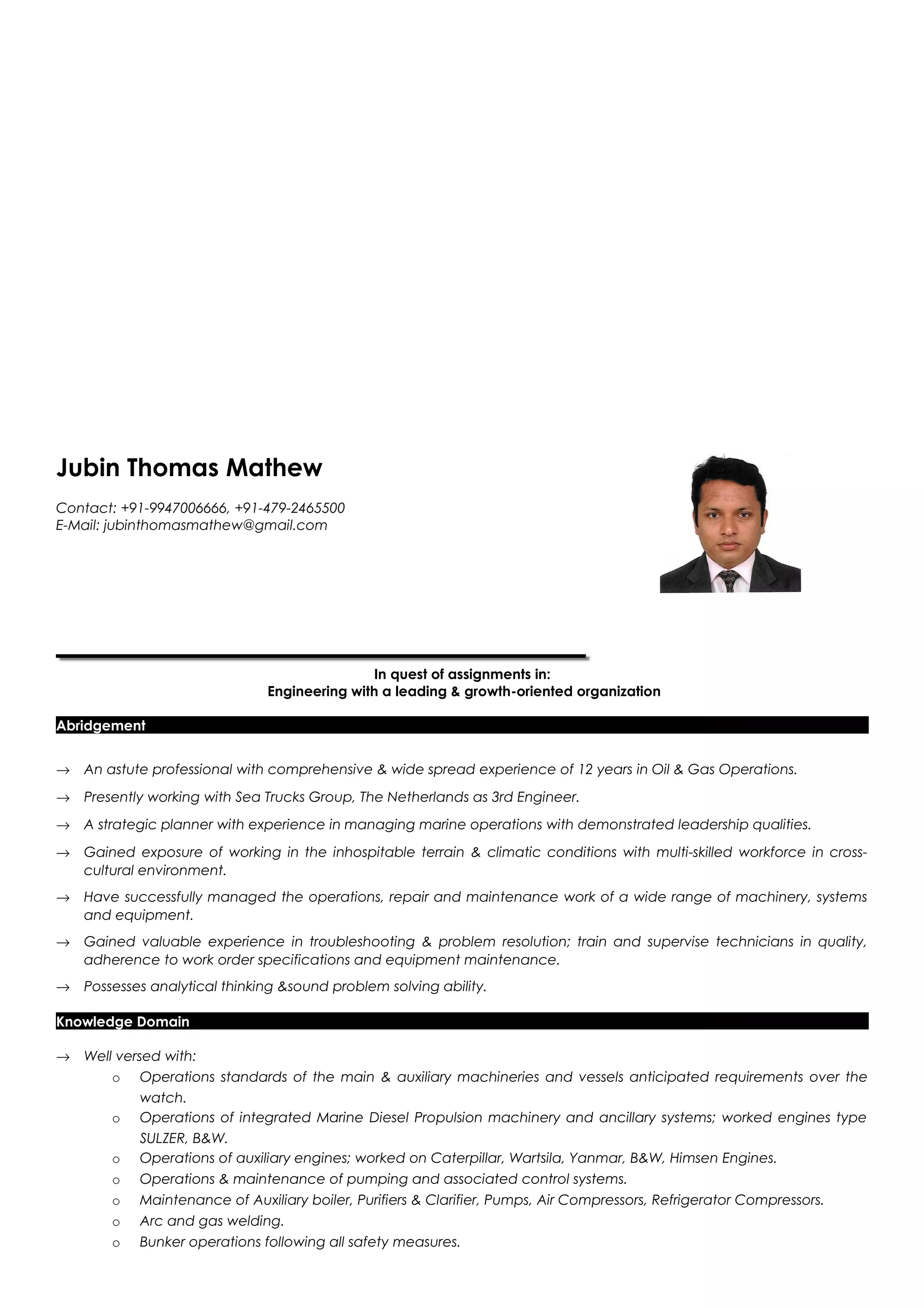 CV Jubin Mathew 3rd | DOC