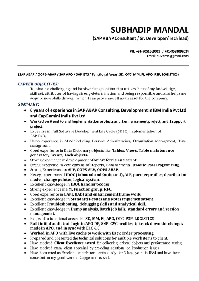 Subhadip_SAP ABAP-APO ABAP-6-CTS | PDF