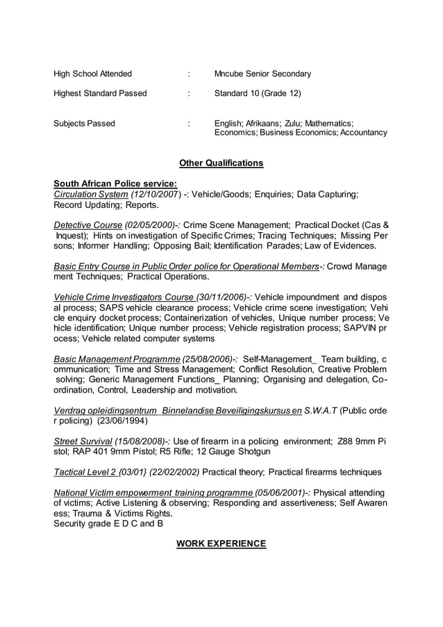 Curriculum vitae Of Mr. Ndawo | DOCX | Crime & Harmful Acts to Individuals, Society & Human ...