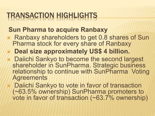 Sunpharma-Ranbaxy aquisition | PPTX