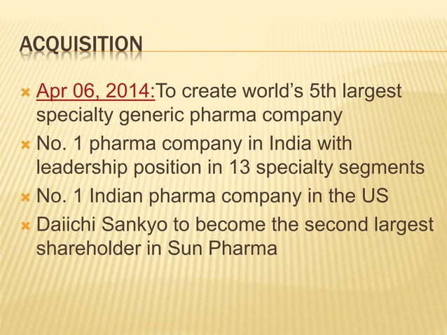 Sunpharma-Ranbaxy aquisition | PPTX