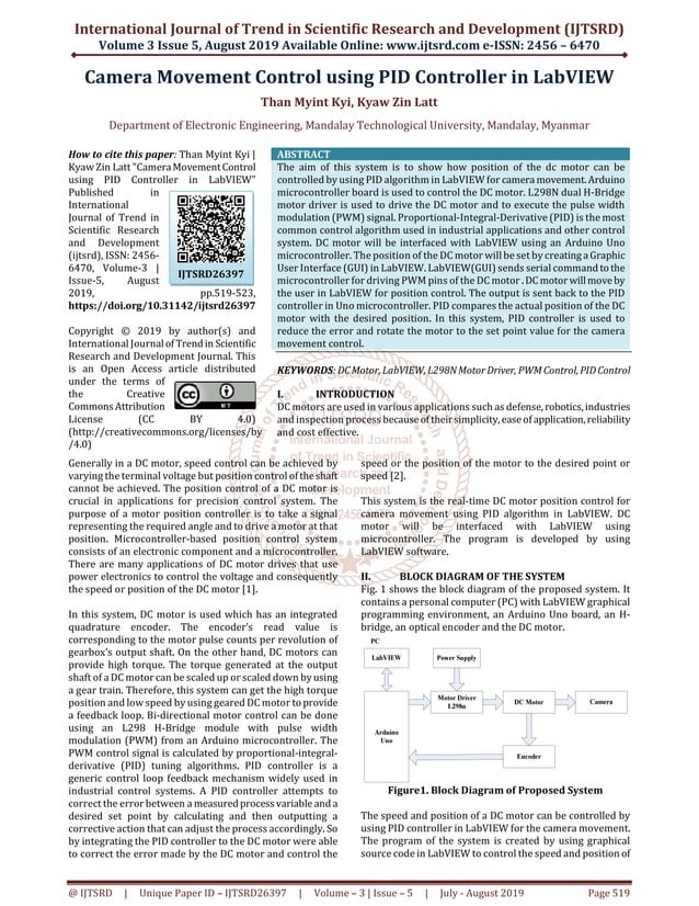 Camera Movement Control using PID Controller in LabVIEW | PDF