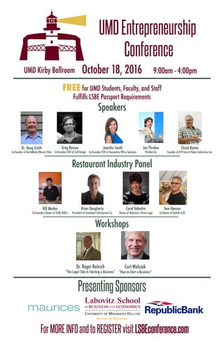 UMD Entrepreneurship Conference 2016: FREE for Students | PDF
