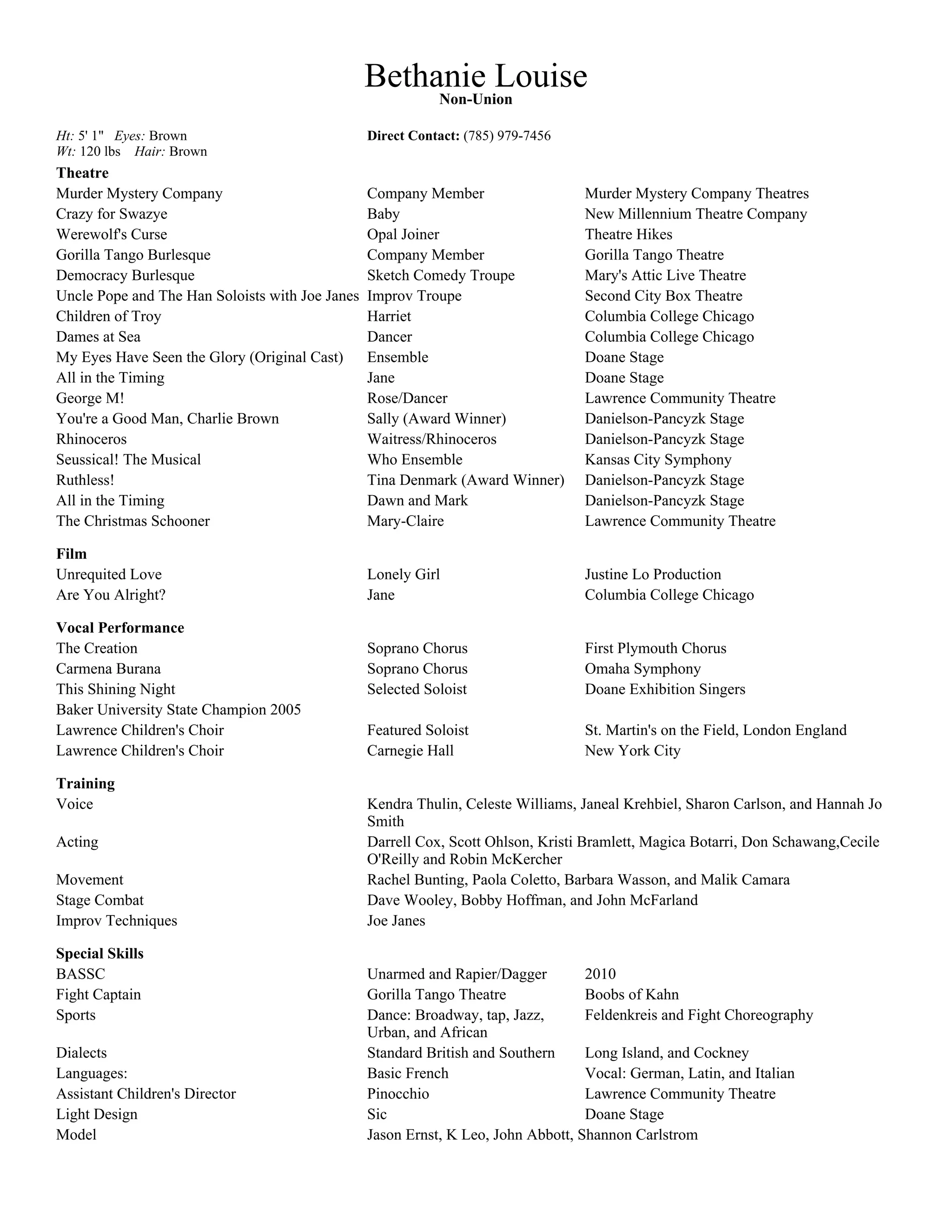 updated resume (1) | PDF | Musicals | Genres
