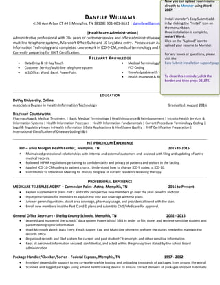 Danelle Williams Resume_Healthcare Administration (2) | DOC | Healthcare Industry | Industries