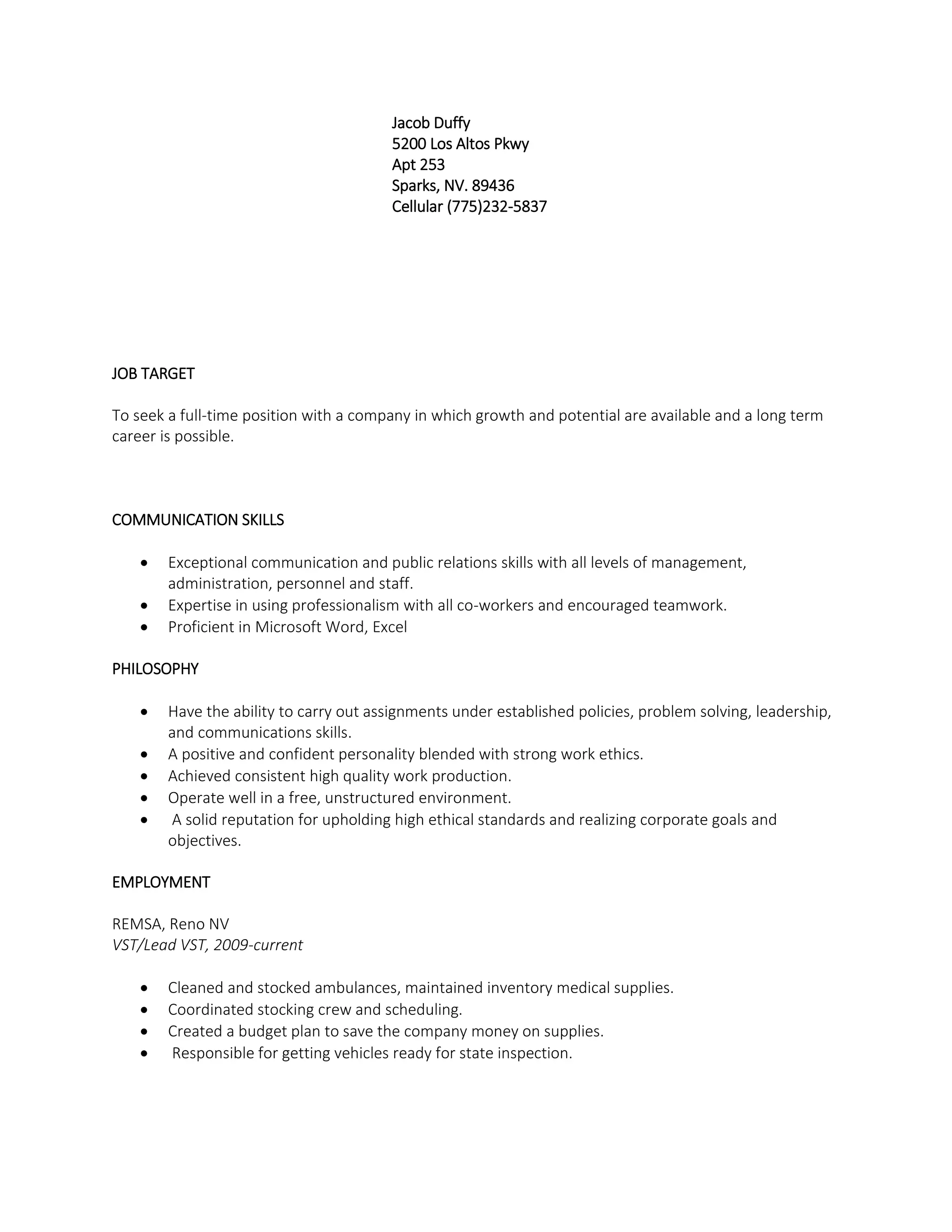 Jacob Duffy RESUME | PDF