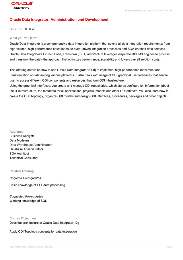 Oracle Data Integrator Administration and Development | PDF