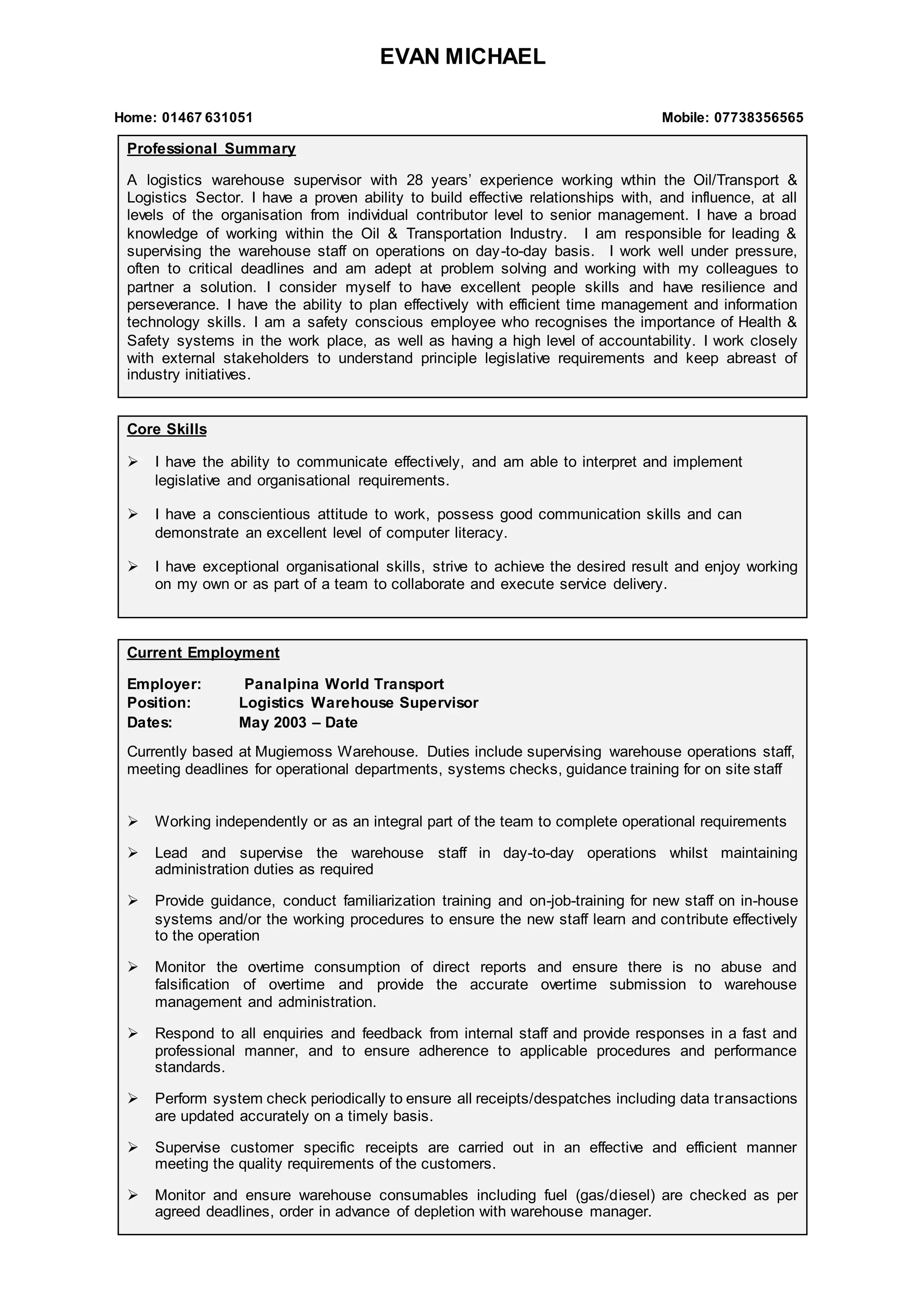 Evan Michael CV Jan 16 | DOCX