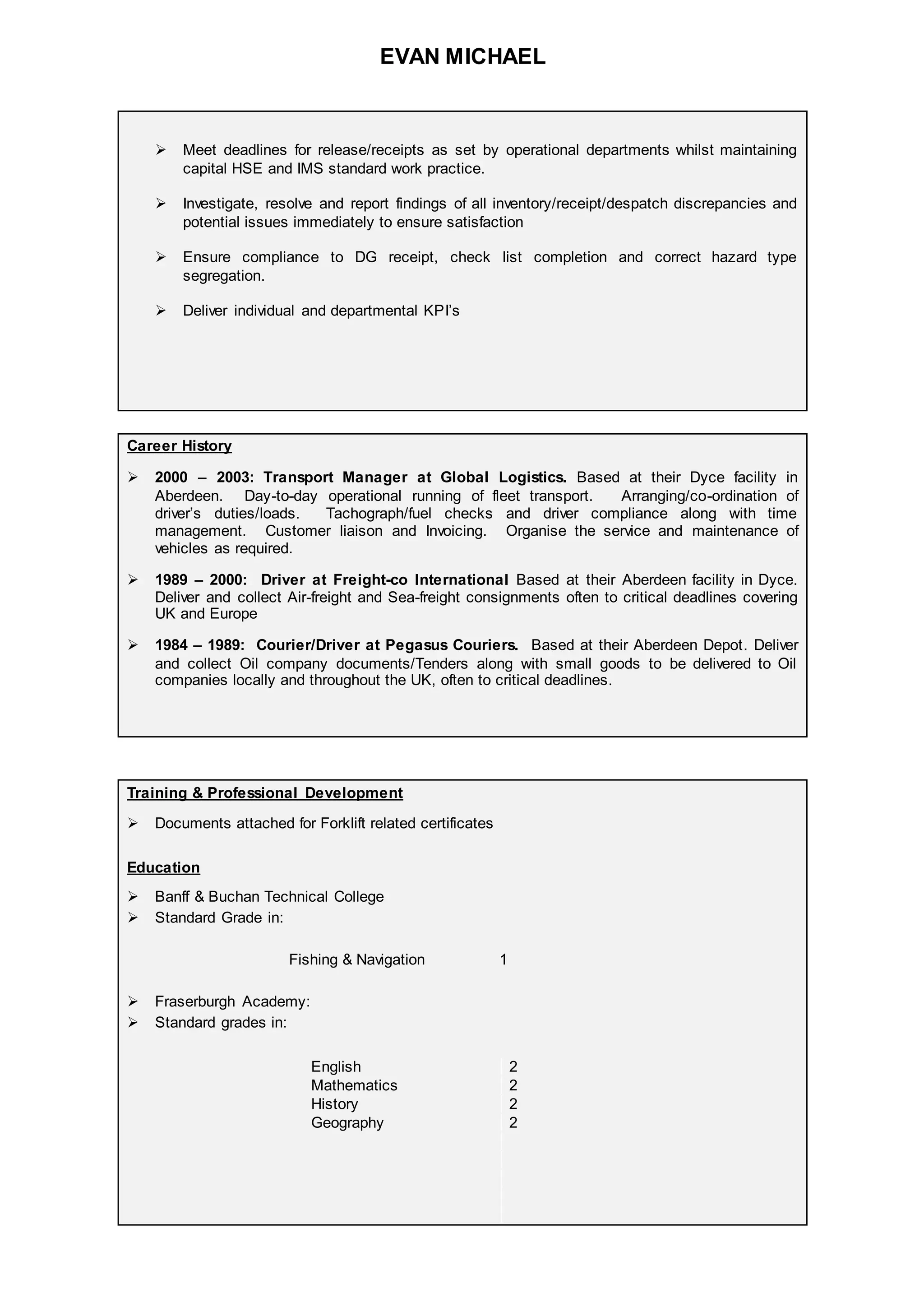 Evan Michael CV Jan 16 | DOCX