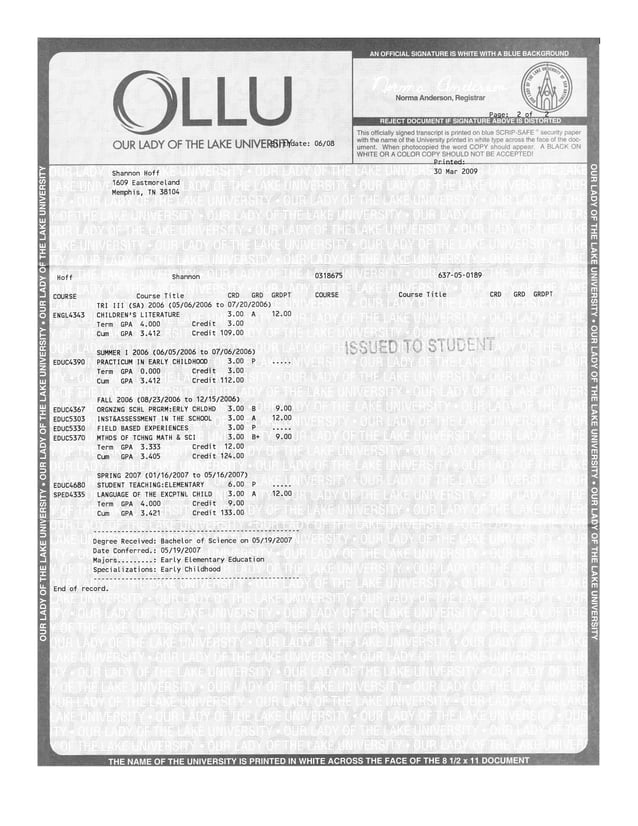 OLLU Transcript | PDF