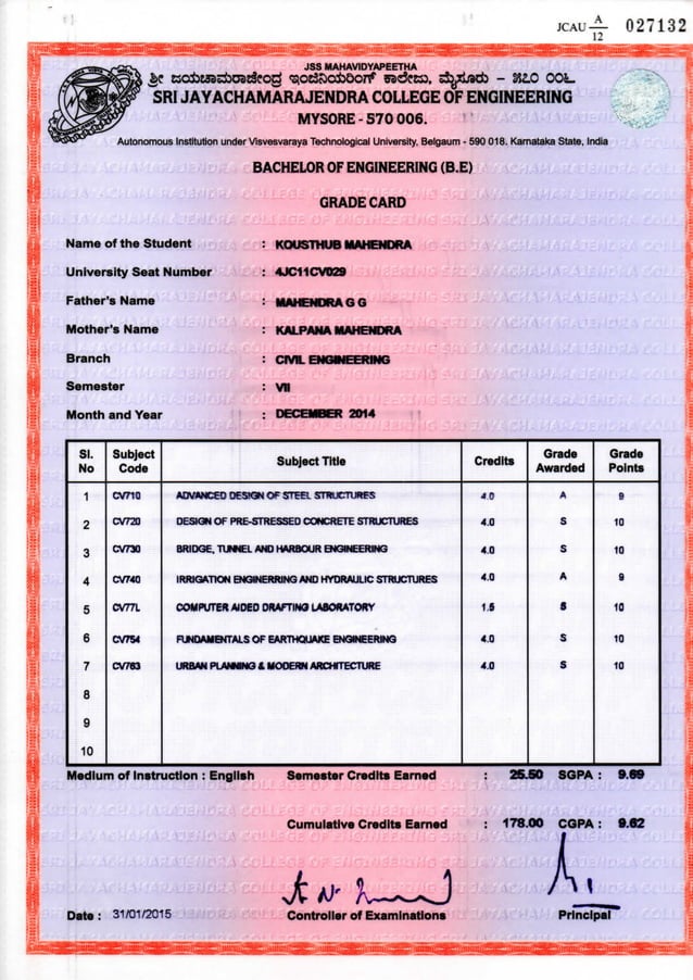 B E marks card | PDF