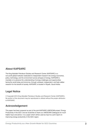 KS-1646-DP041A-Energy-Productivity-as-a-New-Growth-Model-for-GCC-Countries | PDF