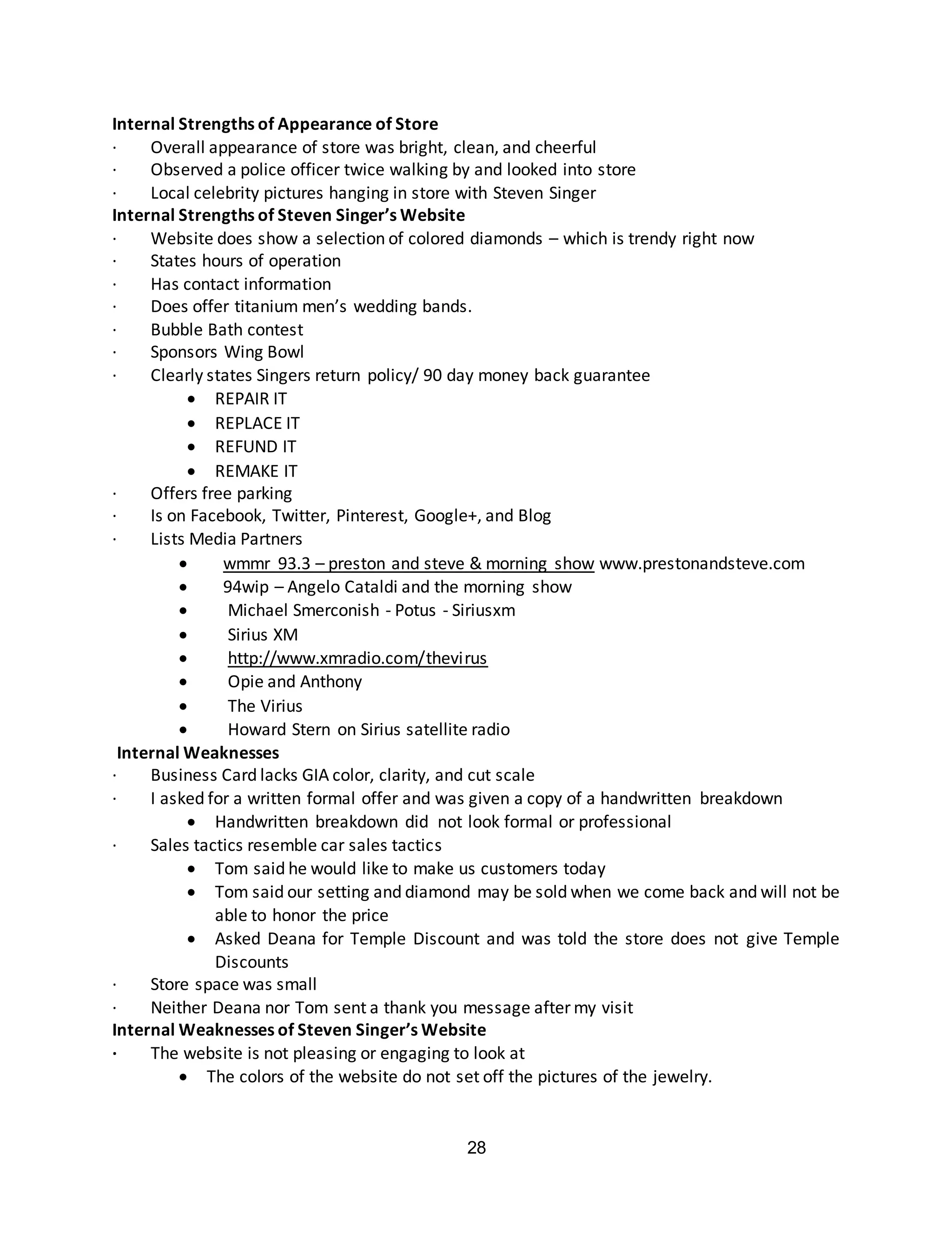 Steven Singer Final Project | DOCX | Sales | Business