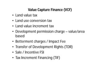 Resource Mobilisation for Urban Infrastructure | PPT