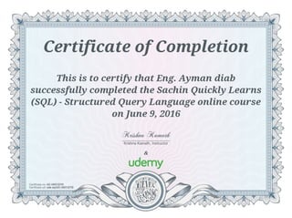 Sachin Quickly Learns (SQL) - Structured Query Language | PPT