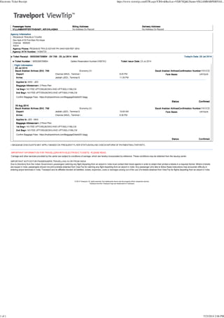 Electronic Ticket Receipt | PDF