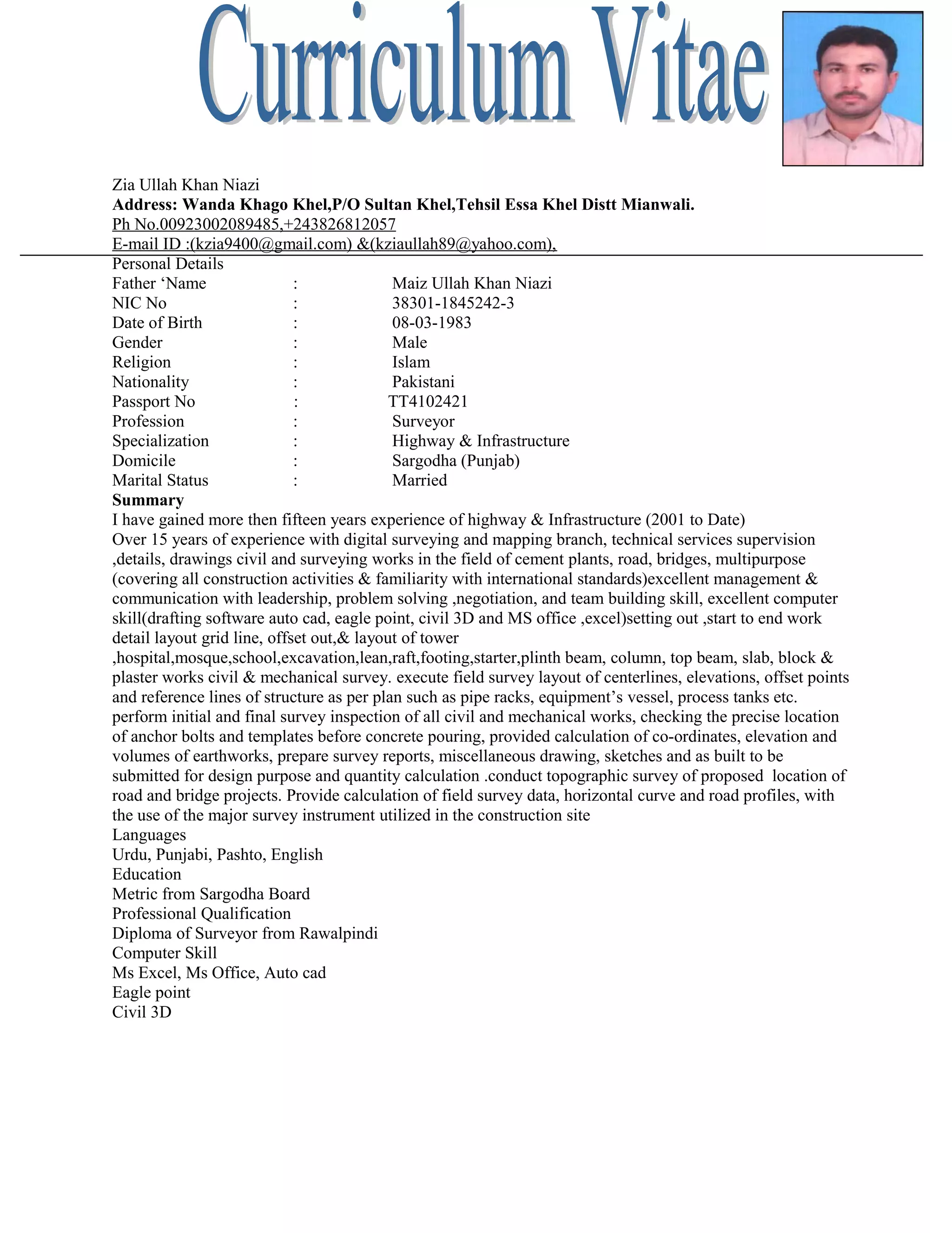 Zia Ullah Khan 2 new | DOC | Civil Engineering Industry | Industries