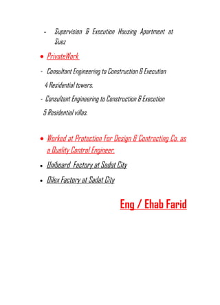 Eng-Ehab Farid cv | DOC | Civil Engineering Industry | Industries