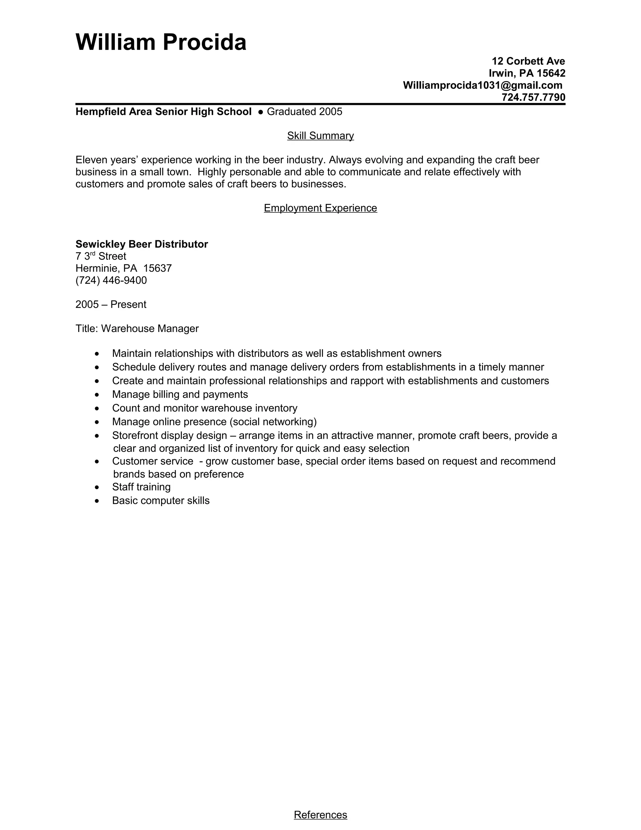 Wills Resume | DOC | Business | Business and Finance