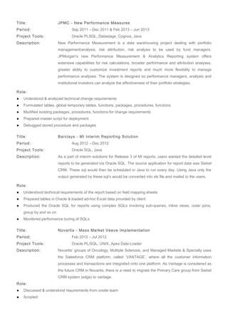 Abhijit 10 years Oracle PLSQL, Shell Scripting, Unix, DataWarehousing | PDF