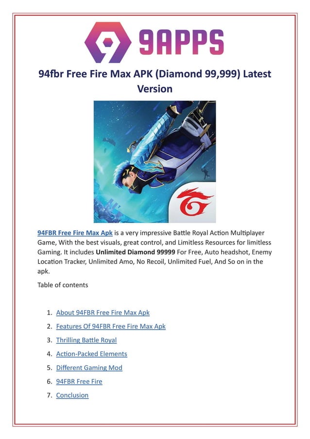 94fbr Free Fire Max APK (Diamond 99,999) Latest Version | PDF