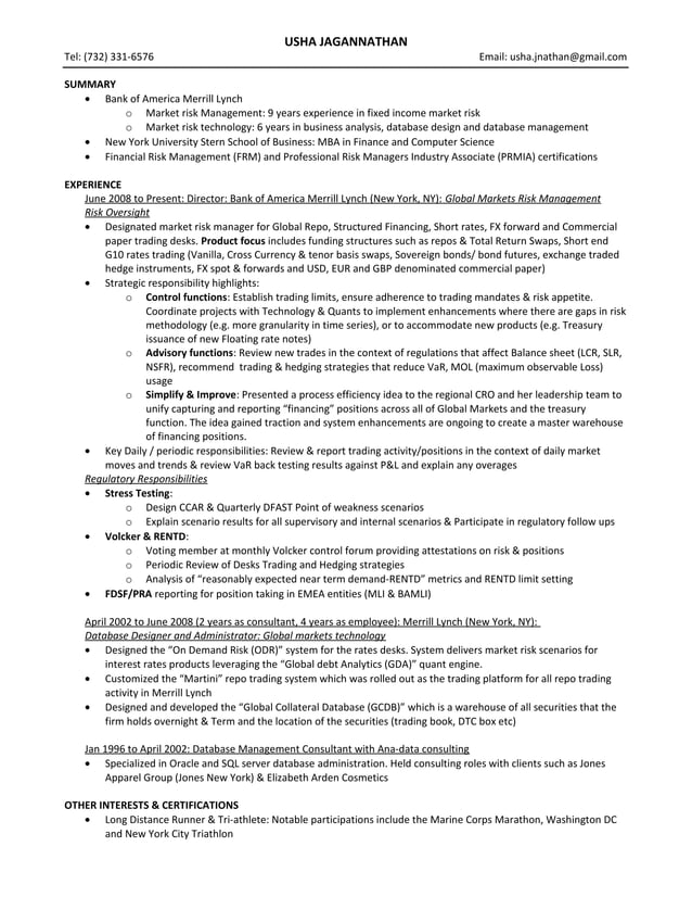 UshaJagannathanResume2016 | PDF