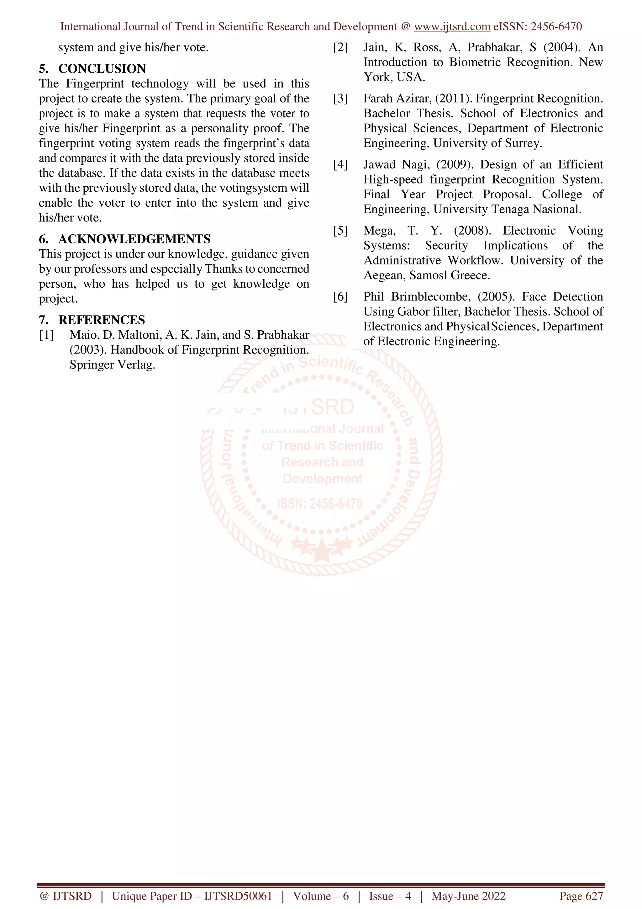 Fingerprint Based E Voting System | PDF
