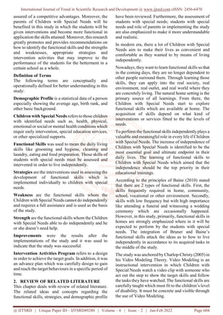 Functional Skills of Children with Special Needs | PDF