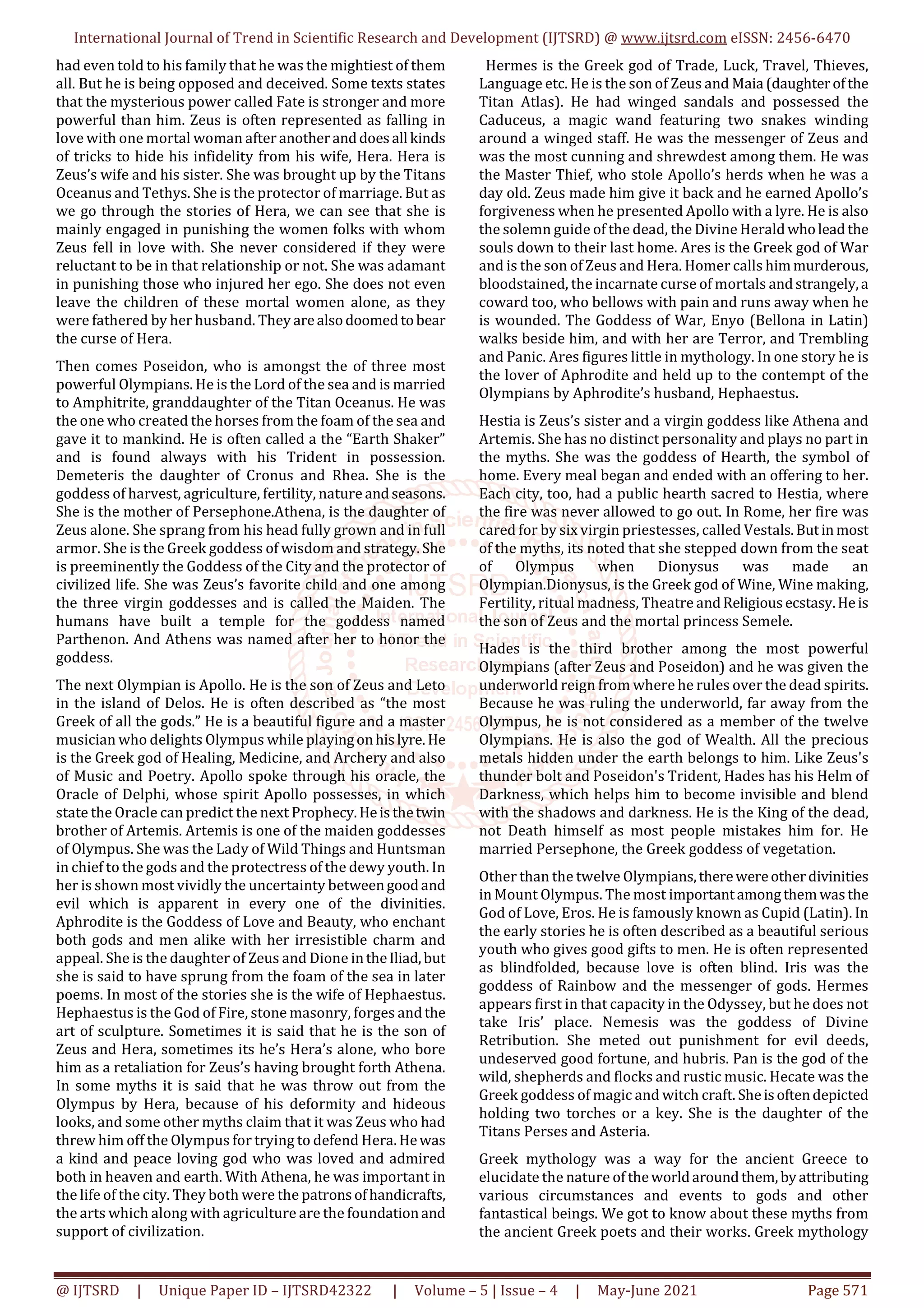 Reimagination of Greek Mythology in Rick Riordan’s Percy Jackson and ...