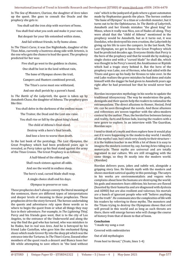 Reimagination of Greek Mythology in Rick Riordan’s Percy Jackson and ...