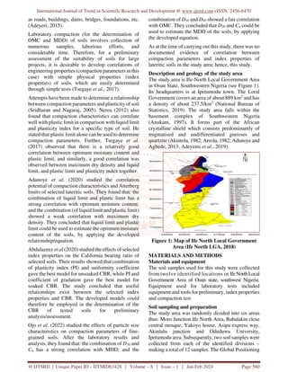 Study of Relationships Between Compaction Characteristics and Selected Index Properties of Soil ...