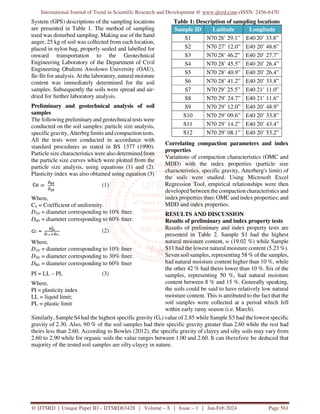 Study of Relationships Between Compaction Characteristics and Selected Index Properties of Soil ...