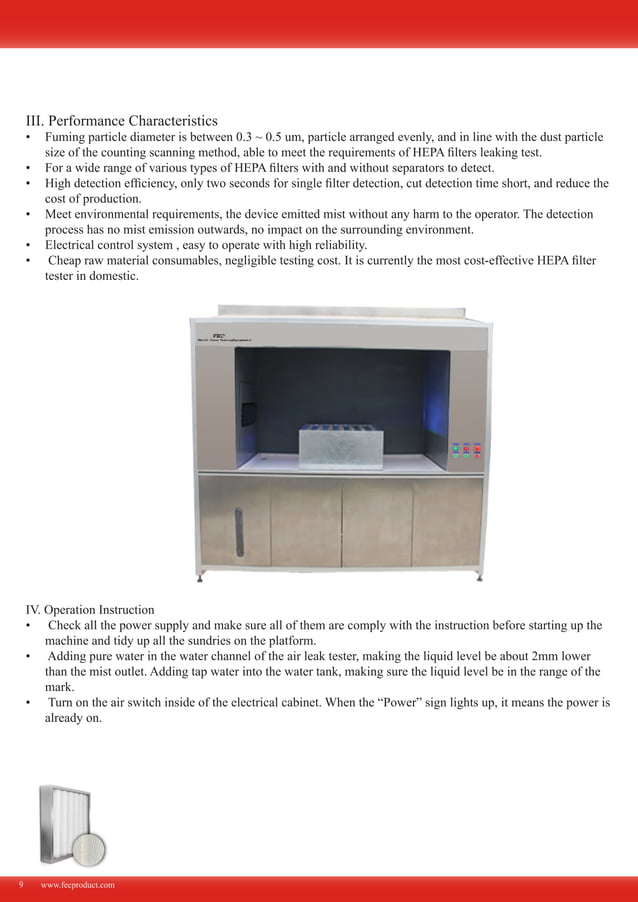 Testing/Manufacture/Pre & Fine Filter Testing Equipments | PDF