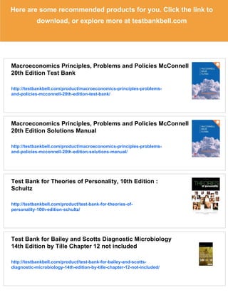 Test Bank for Macroeconomics Theories and Policies, 10th Edition ...