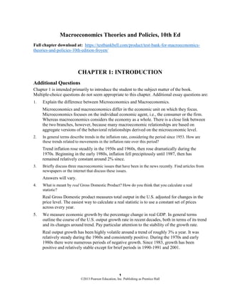 Test Bank for Macroeconomics Theories and Policies, 10th Edition ...