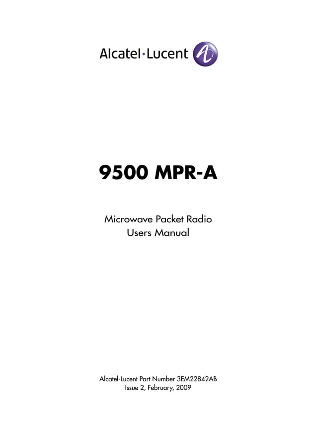 Alcatel Lucent 9500 mpr user manual | PDF | Computer Networking | Computing