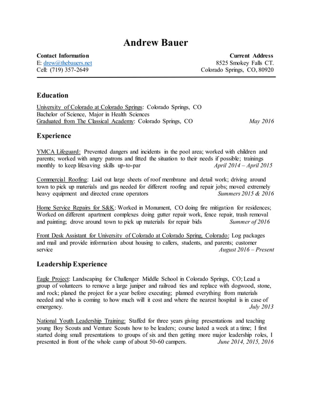 Andrew Bauer Resume | DOCX
