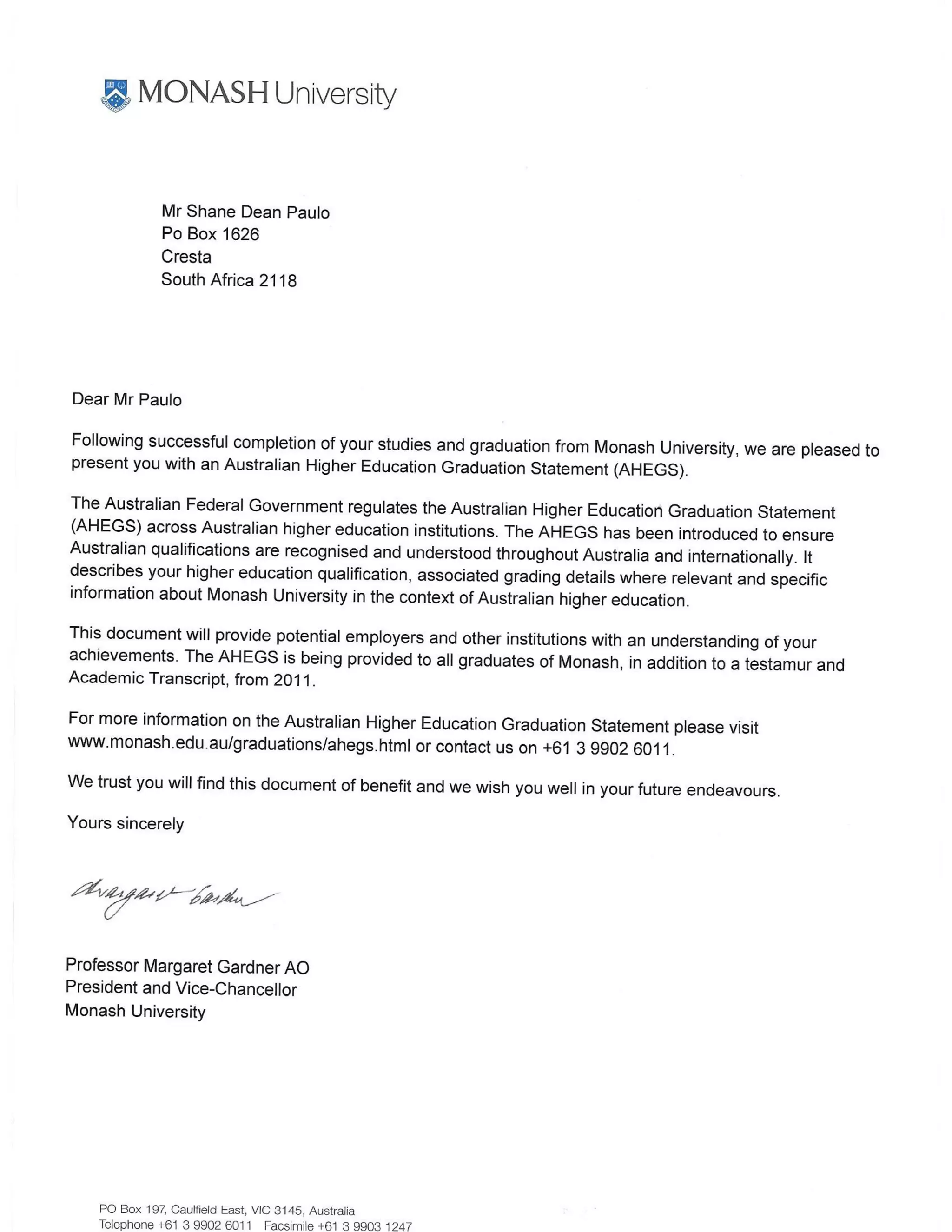 Australian Higher Education Graduation Statement | PDF