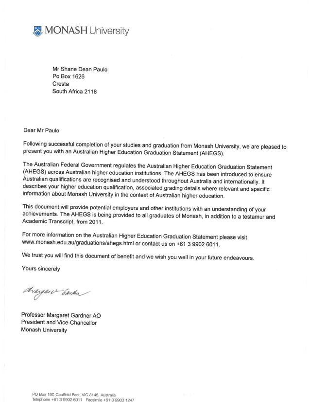 Australian Higher Education Graduation Statement | PDF | Undergraduate ...