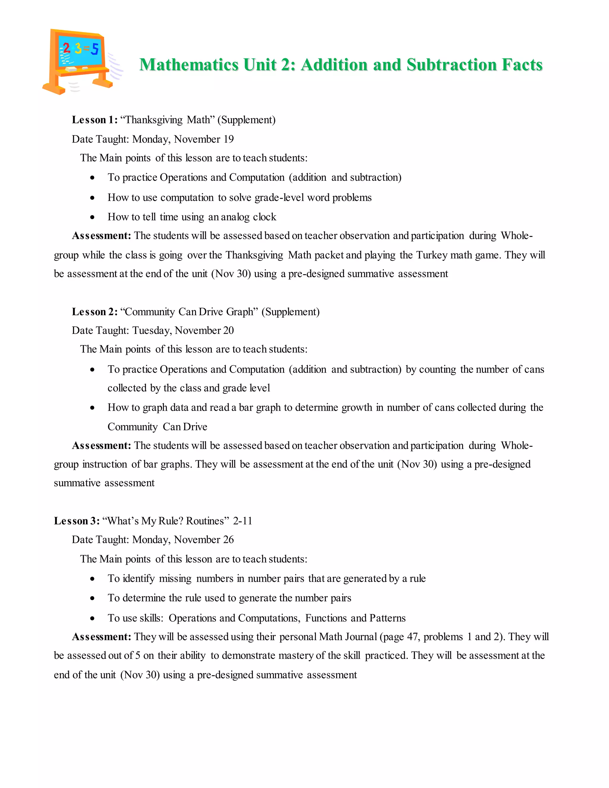TWS Math Unit Overview | DOCX