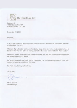 Home Depot Letter | PDF