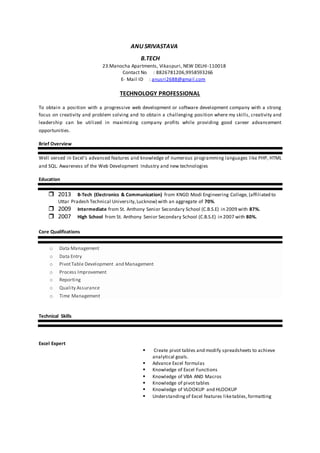 Anu Srivastava CV | DOCX